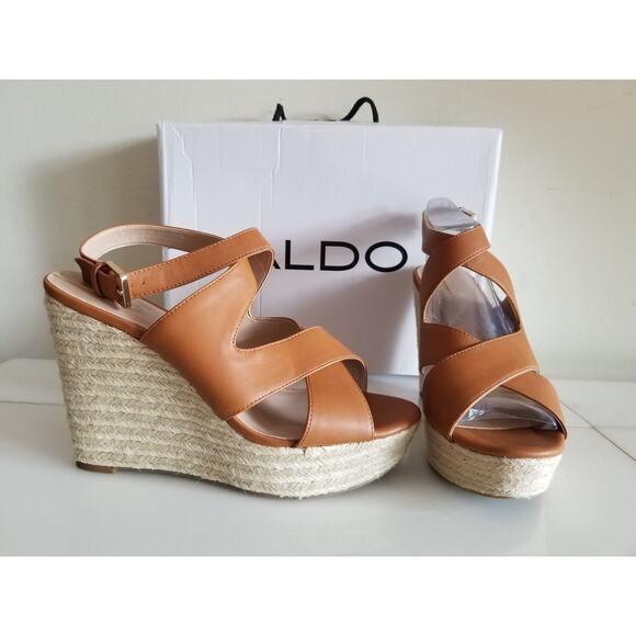 Aldo | Shoes | New Aldo Platform Wedge Heels Sandals Size 1 Camel ...